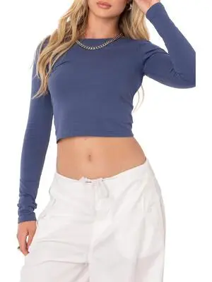 EDIKTED EDIKTED Haven Open Back Crop Top Blue