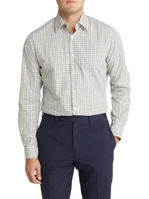 DUCHAMP Tailored Fit Check Dress Shirt - White/multi