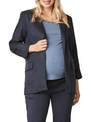ANGEL MATERNITY Linen Blazer - Navy