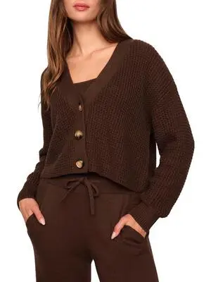 Eberjey Eberjey Waffle Knit Crop Cardigan Chocolate