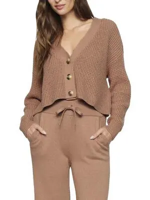 Eberjey Waffle Knit Crop Cardigan - Hazelnut
