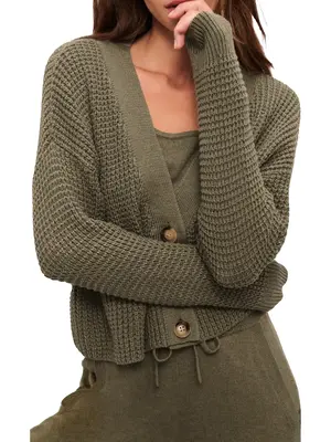 Eberjey Eberjey Waffle Knit Crop Cardigan Moss