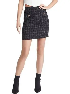 Vero Moda Plaid Tweed Skirt - Black