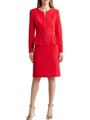 TAHARI ASL Two-piece Jacket & Skirt Set - Red
