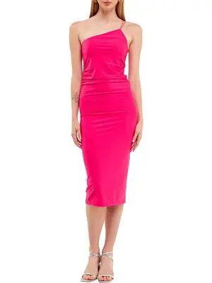 GREY LAB Grey Lab Ruched One-Shoulder Sheath Dress Fuchsia