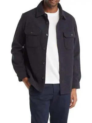 7 Diamonds Generation Brushed Flannel Button-up Shirt Jacket - Navy