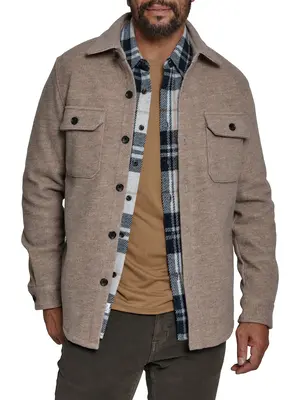 7 Diamonds Generation Brushed Flannel Button-up Shirt Jacket Taupe