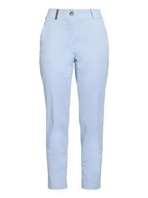 Peserico Tapered Twill Pants With Leather Trim - Blue