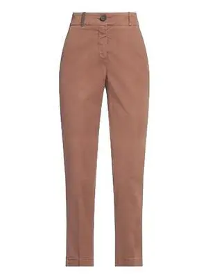 Peserico Tapered Twill Pants With Leather Trim Brown