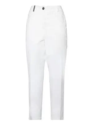 Peserico Tapered Twill Pants With Leather Trim Off White