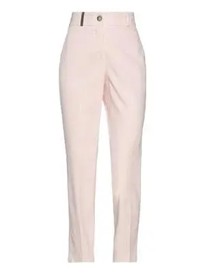 Peserico Tapered Twill Pants With Leather Trim Pink