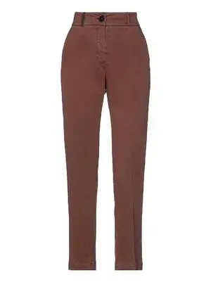 Peserico Tapered Twill Pants With Leather Trim Red