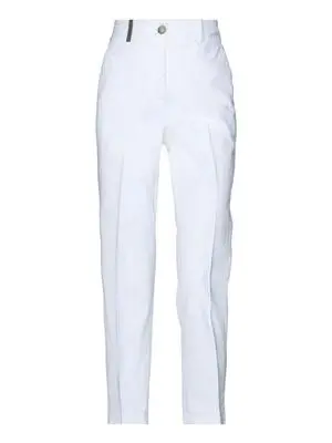 Peserico Tapered Twill Pants With Leather Trim White