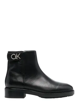 Calvin Klein 35mm Logo-plaque Ankle Boots - Black