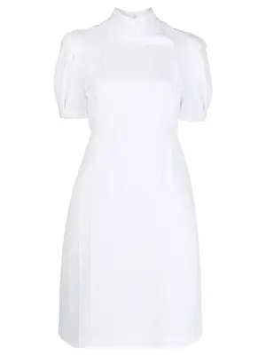 Shiatzy Chen Band-collar Short-sleeved Dress - White