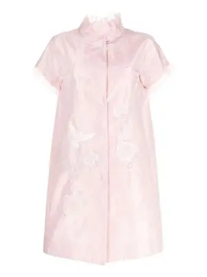 Shiatzy Chen Silk Embroidered Ruffle-trim Coat - Pink