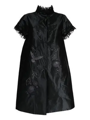 Shiatzy Chen Silk Embroidered Coat - Black