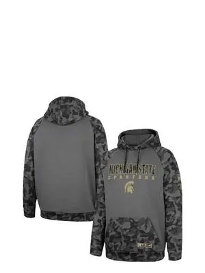 COLOSSEUM Michigan State Spartans Oht Military Appreciation Camouflage Raglan Pullover Hoodie - Charcoal