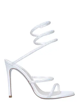 RENE CAOVILLA Cleo Crystal-Embellished Leather Heeled Sandals