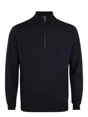 John Smedley Wyvern Half-zip Merino Wool Jumper - Navy