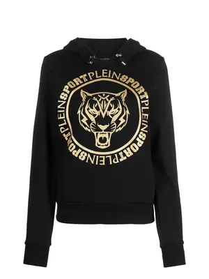 PLEIN SPORT Logo-print Tiger Hoodie - Black