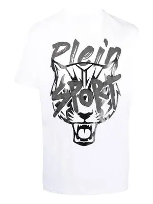 PLEIN SPORT Tiger-head Logo-print T-shirt - White