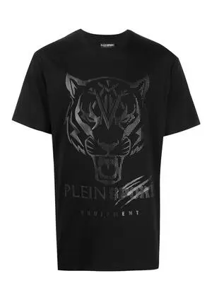 PLEIN SPORT Tiger-head Logo-print T-shirt - Black