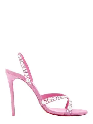 CHRISTIAN LOUBOUTIN Emilie 100mm Embellished Suede Sandals - Pink