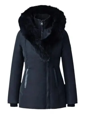 Mackage Adali-bx Down Coat With Blue Fox Fur Collar - Black