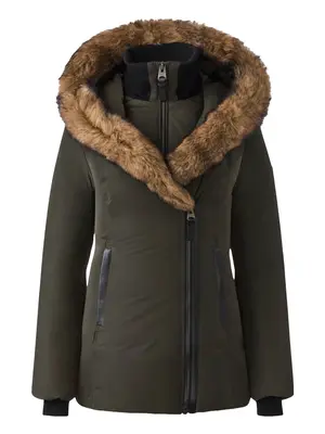 Mackage Down Coat With Sheepskin Collar Army-natural