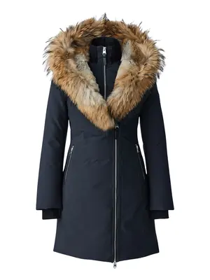 Mackage Trish-f Powder Touch Down Coat With Fur Collar - Black