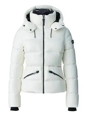 Mackage Madalyn Lustrous Light Down Jacket With Hood - Cream