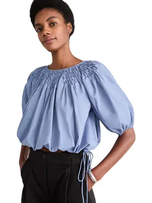 Merlette Merlette Lotus Cropped Top Slate Blue