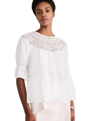 Merlette Sol Eyelet Blouse - White