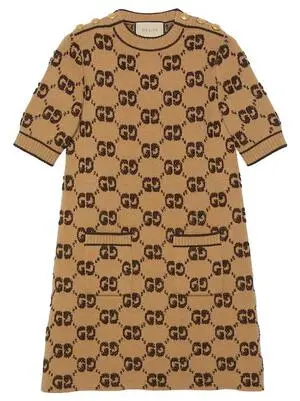 GUCCI GG Wool Bouclé Jacquard Dress
