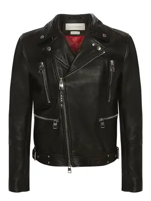 Alexander McQueen Leather Biker Jacket - Black
