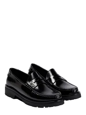 Saint Laurent Le Loafer Leather Penny Loafers - Black