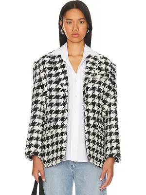 ANINE BING Quinn Blazer Black & White Houdstooth