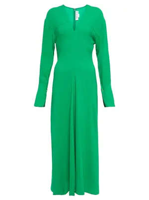 Victoria Beckham V-neck Crêpe Midi Dress - Green