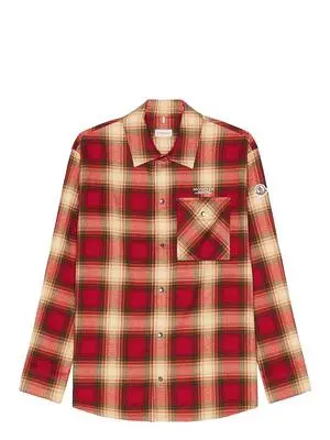 Moncler Long Sleeve Shirt In Red - Plaid