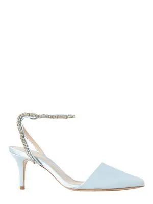 PORTE & PAIRE Crystal-embellished Satin Pumps - Blue