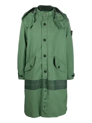 Stone Island Logo Print Raincoat - Green