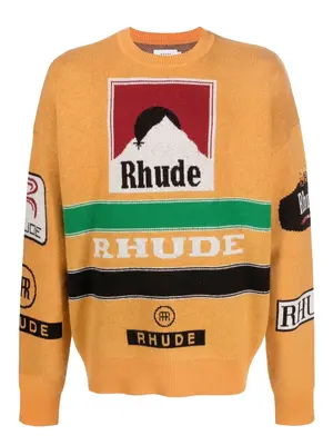 Rhude Intarsia-knit Crew Neck Jumper - Orange
