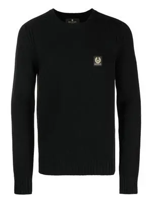 Belstaff Logo-patch Wool Sweatshirt - Black