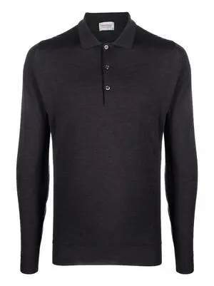 John Smedley Button-front Long-sleeved Polo Shirt - Grey