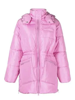 GANNI Tech Midi Puffer Jacket - Pink