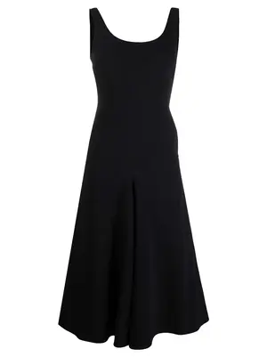Ami Sleeveless Flared Midi Dress - Black