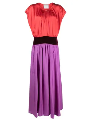 FORTE_FORTE Colour-block Silk Maxi Dress - Purple