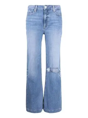 Paige Distressed Straight Leg Jeans - Blue