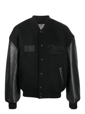 VTMNTS Logo-patch Long-sleeve Bomber Jacket - Black